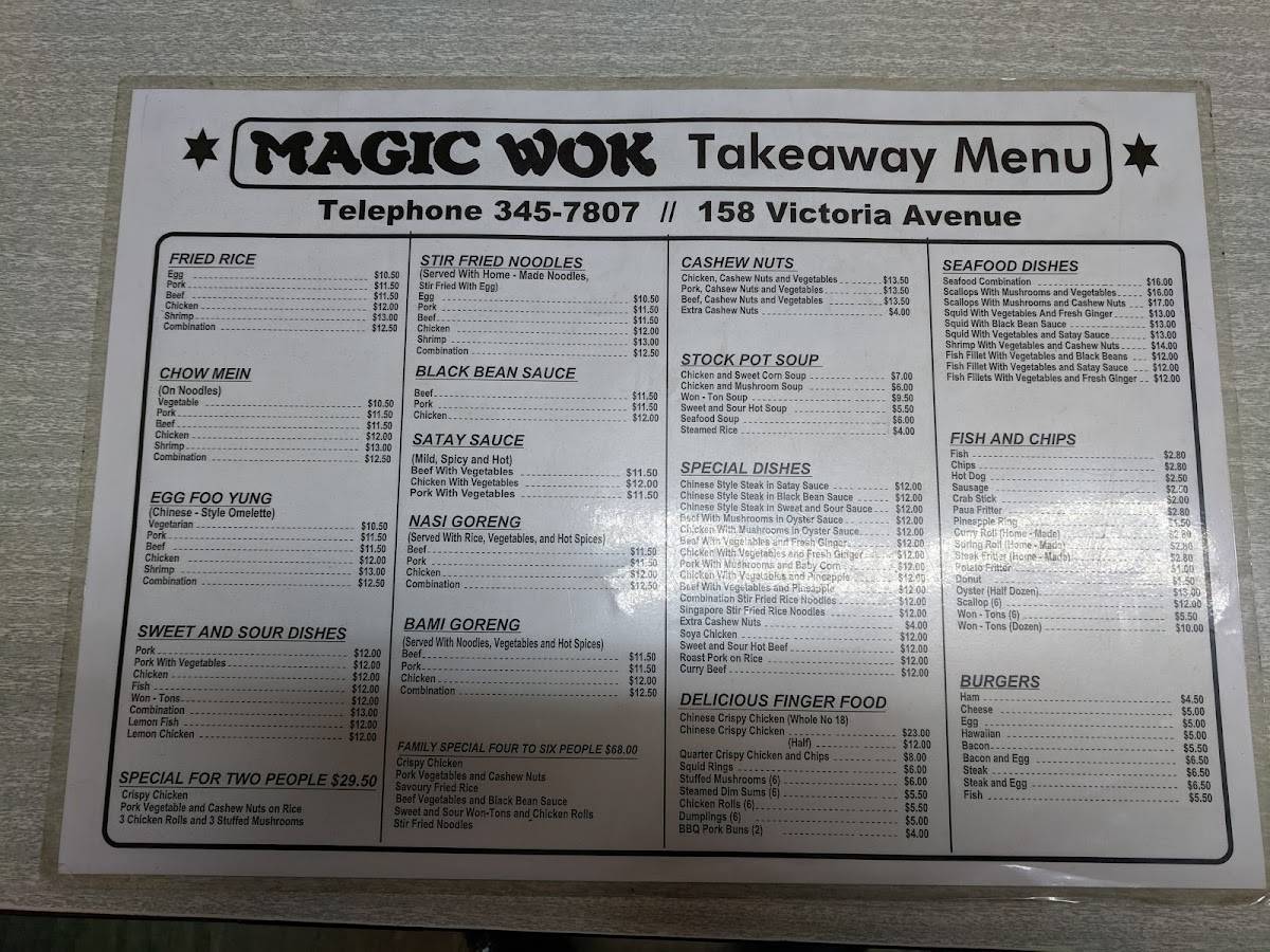 Menu at Magic Wok Restaurant & Takeaways, Whanganui