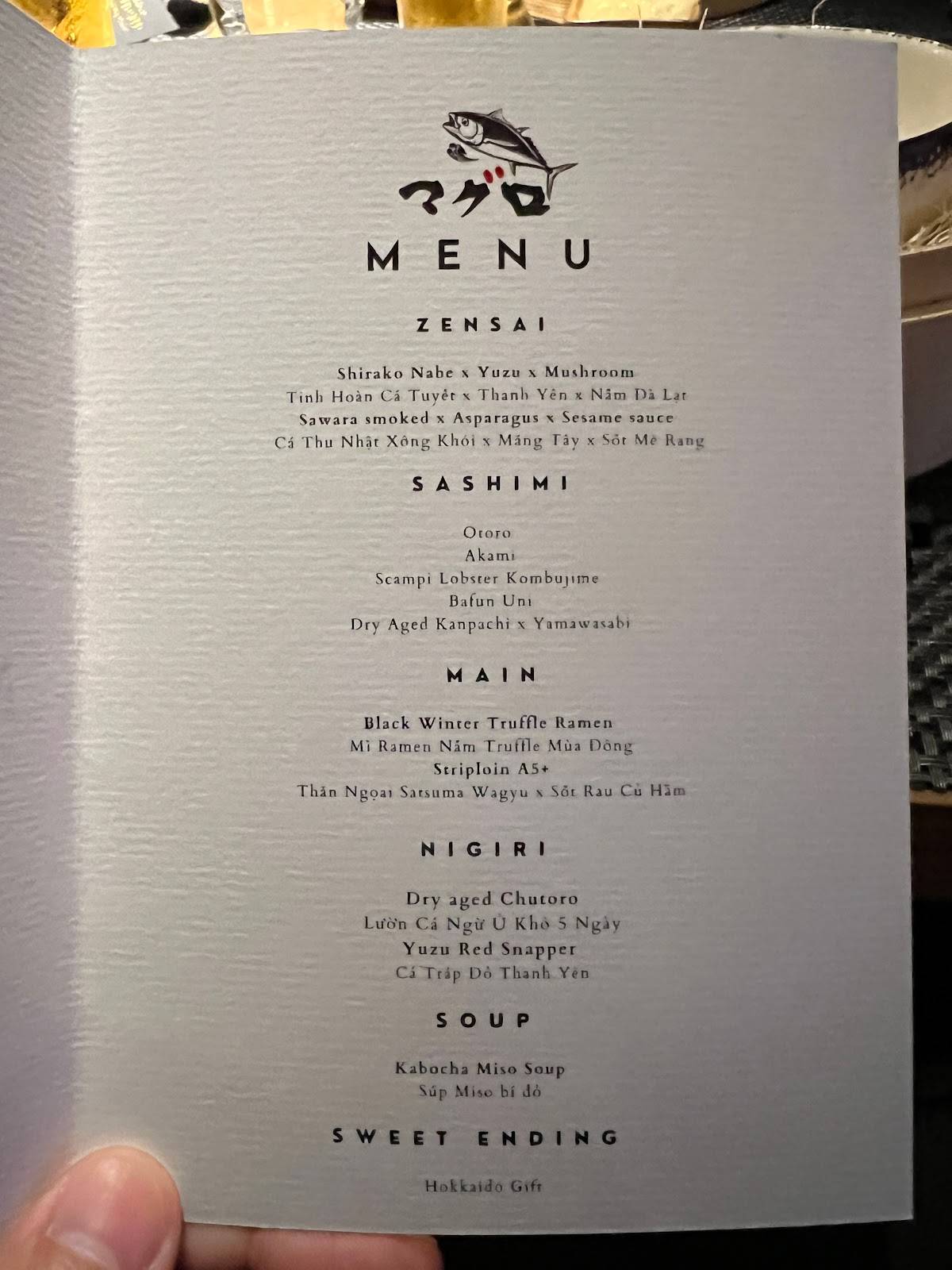 Carta del restaurante MAGURO Studio, Ciudad Ho Chi Minh (Saigón)