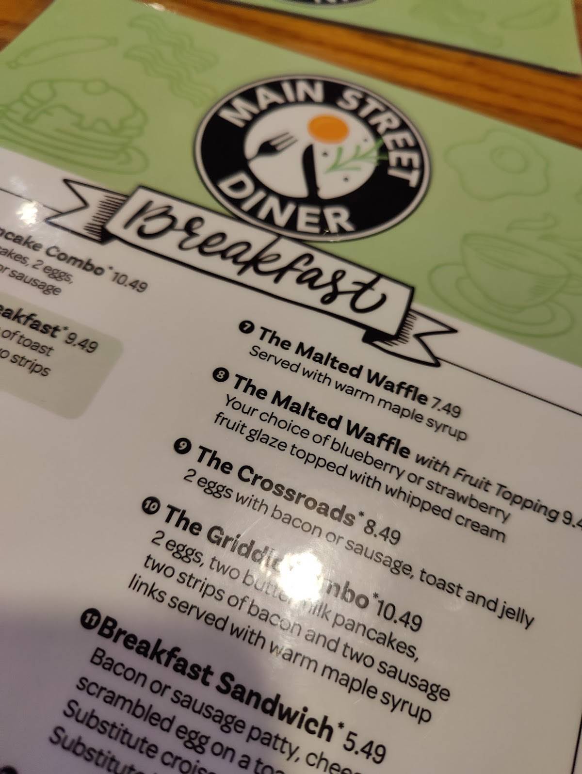 Menu at Main Street Diner restaurant, Grove City
