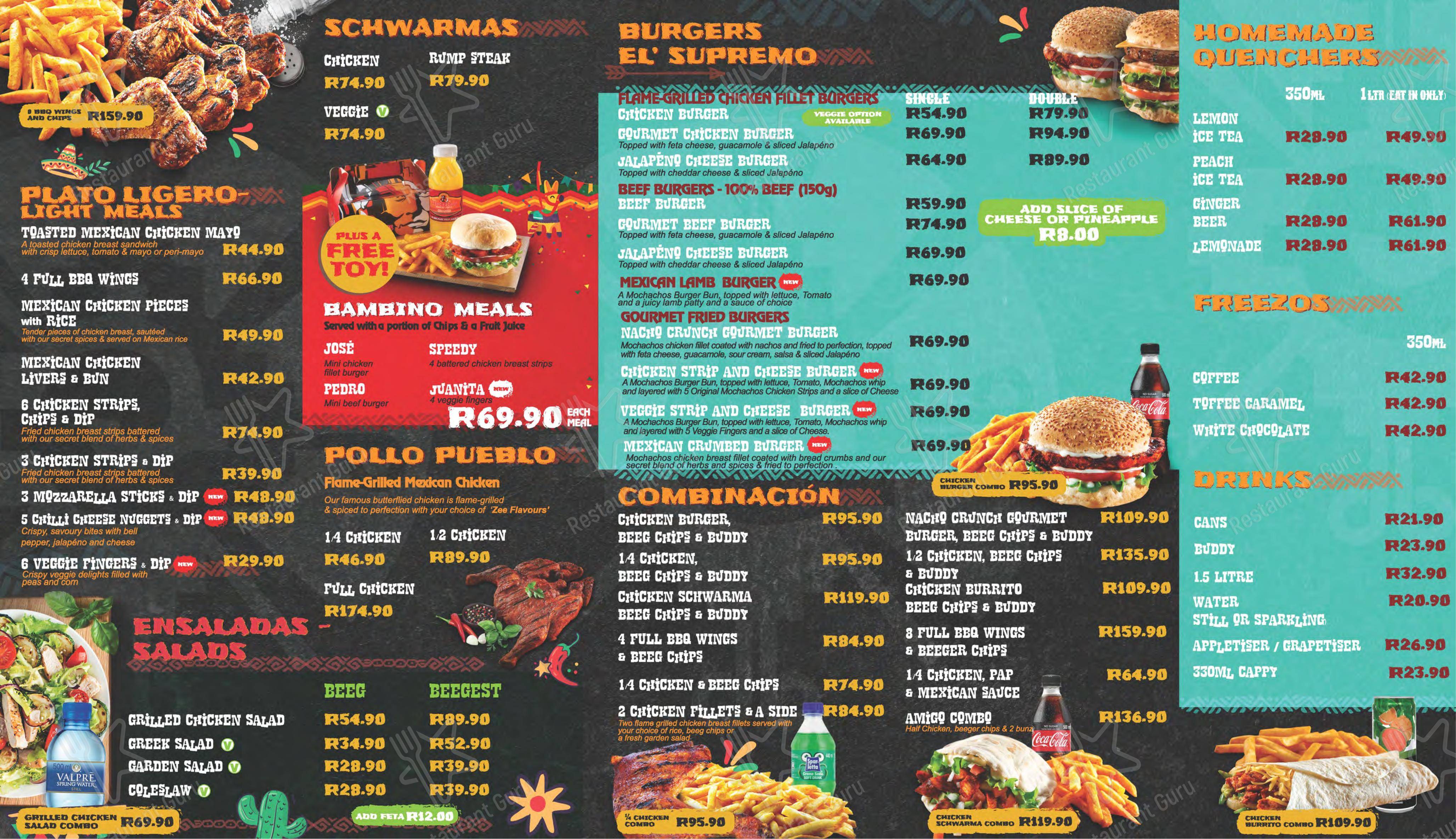 Menu at Mainies on Main restaurant, East London
