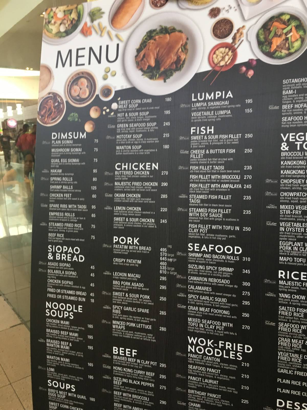 Menu at Majestic restaurant, Cebu City, SM City Cebu