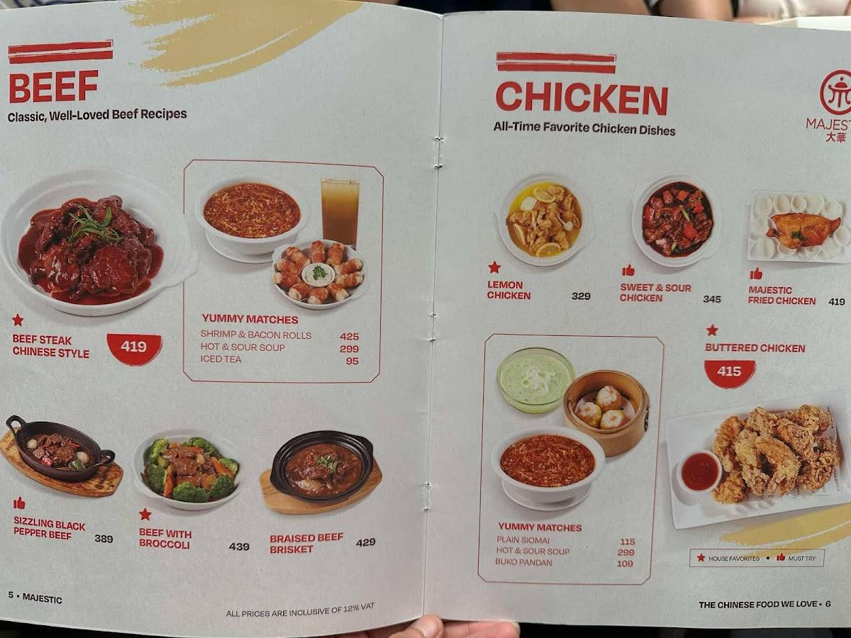Menu at Majestic restaurant, Cebu City, SM City Cebu