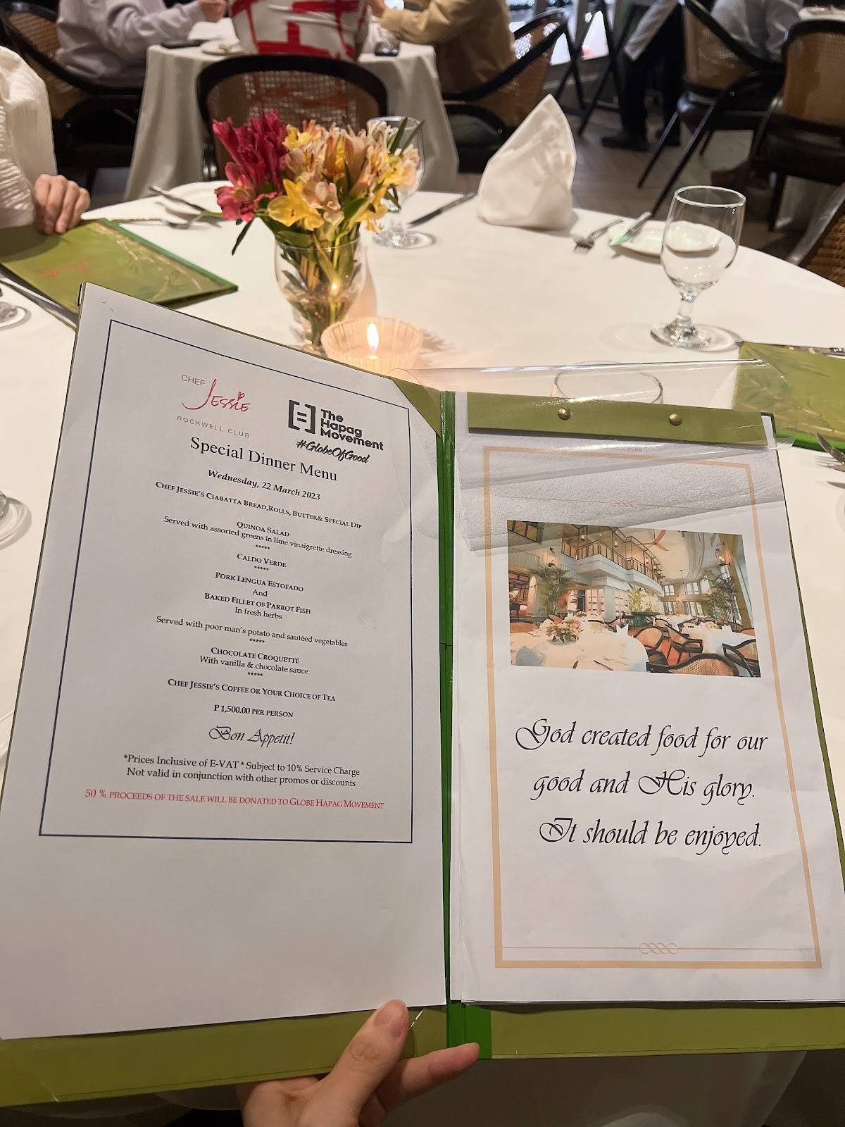 Menu at Chef Jessie Rockwell Club, Makati