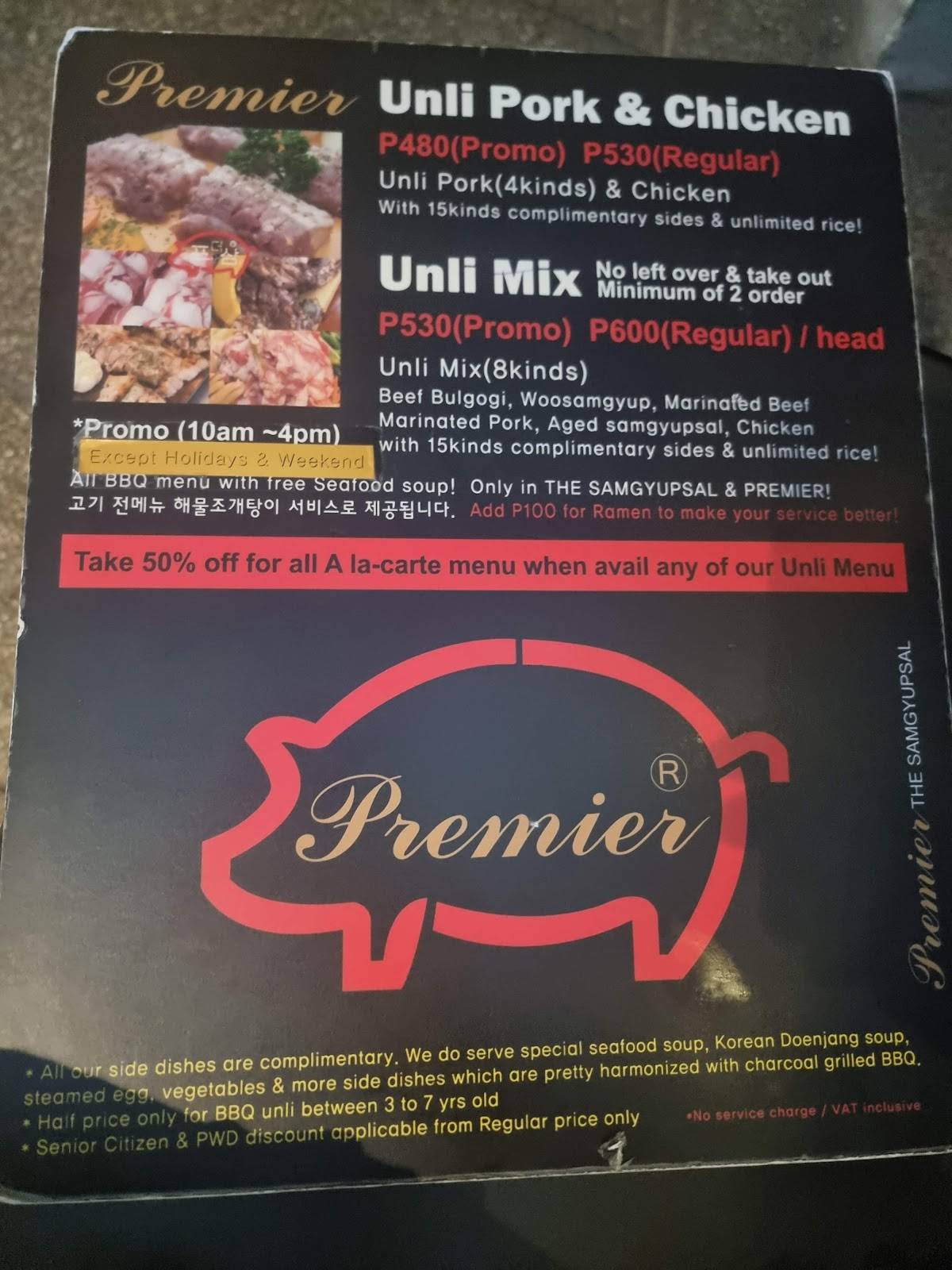 Menu at Premier The Samgyupsal - The Rise restaurant, Makati