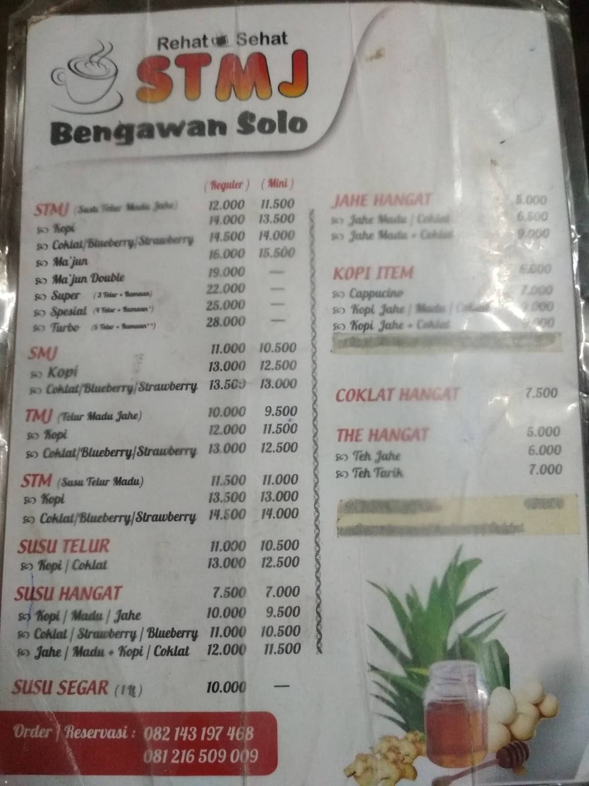 Carta del café STMJ Bengawan Solo, Malang, Jl. Tumenggung Suryo No.35