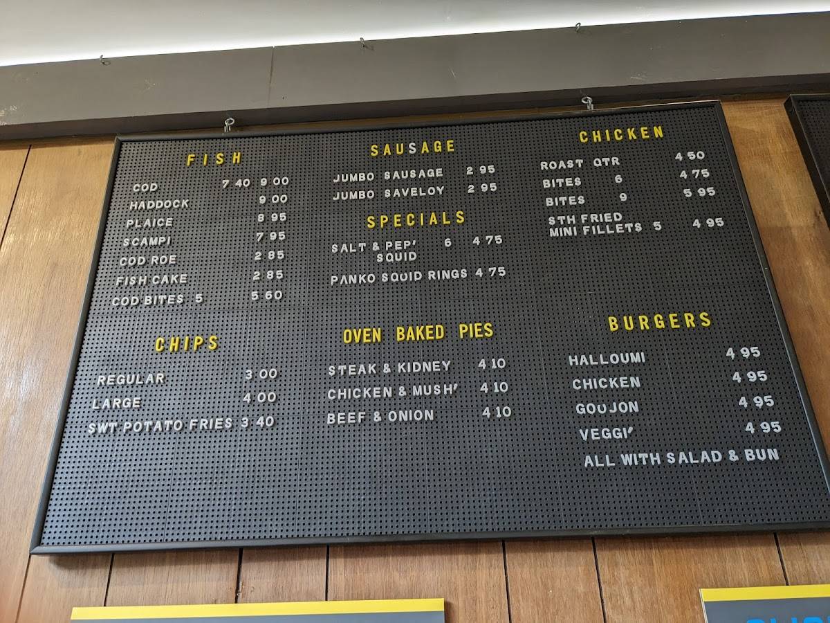Menu at Maltings Fish and Chips restaurant, Baldock