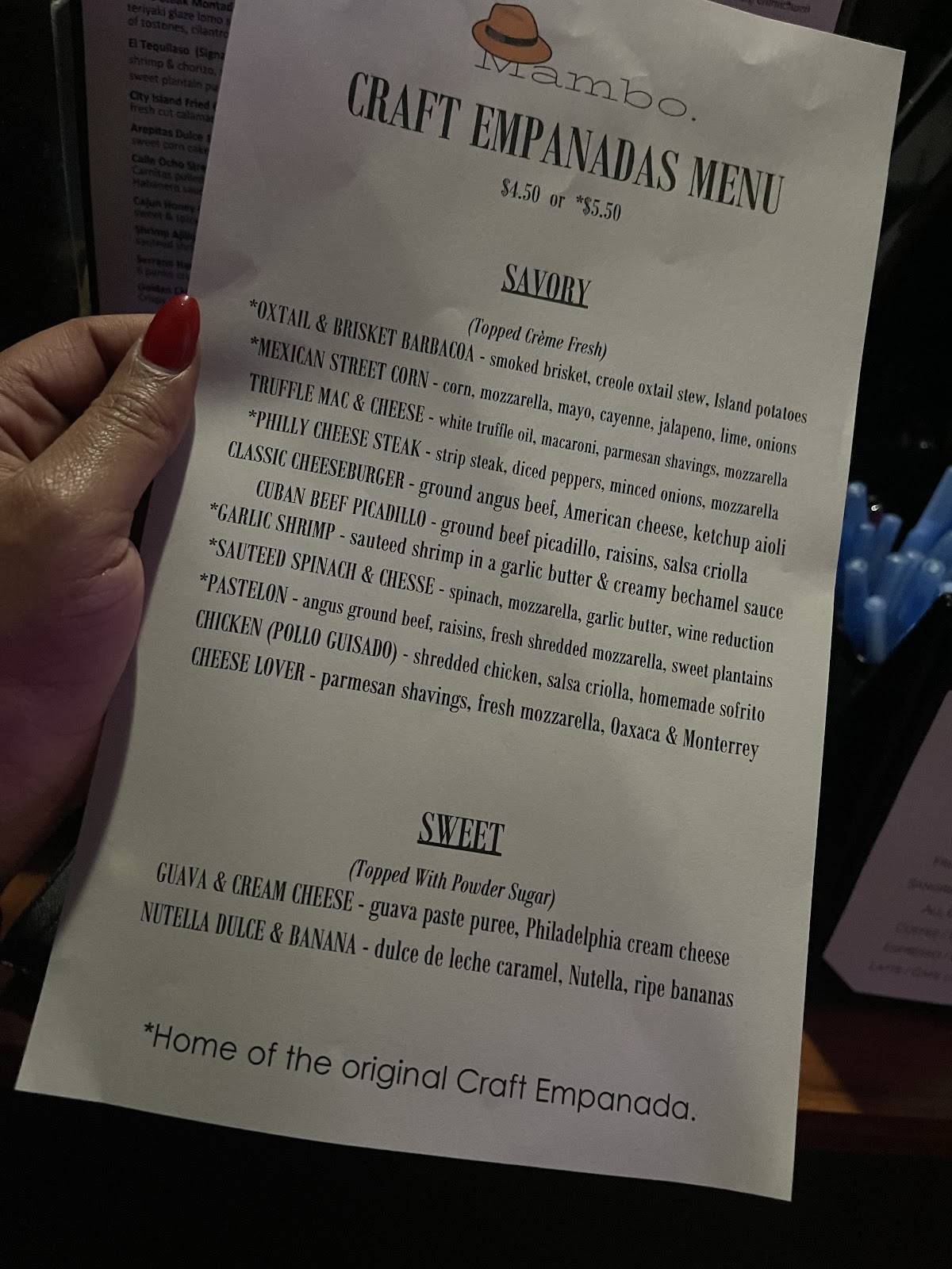 Menu at Mambo Latin Kitchen - Cuban Peruvian restaurant, Rutherford