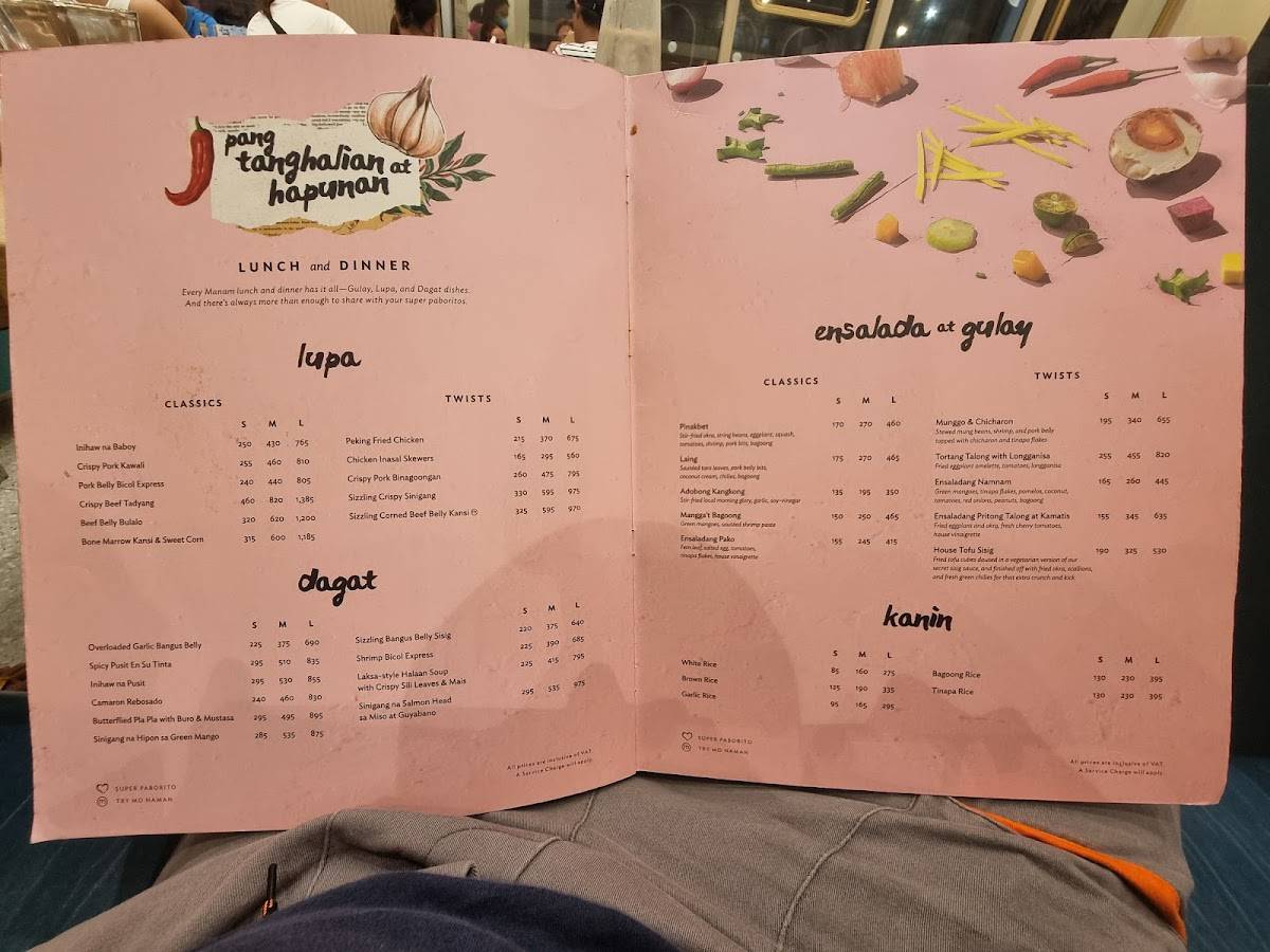 Carta de Manam Comfort Filipino Lucky Chinatown Mall Manila, Manila