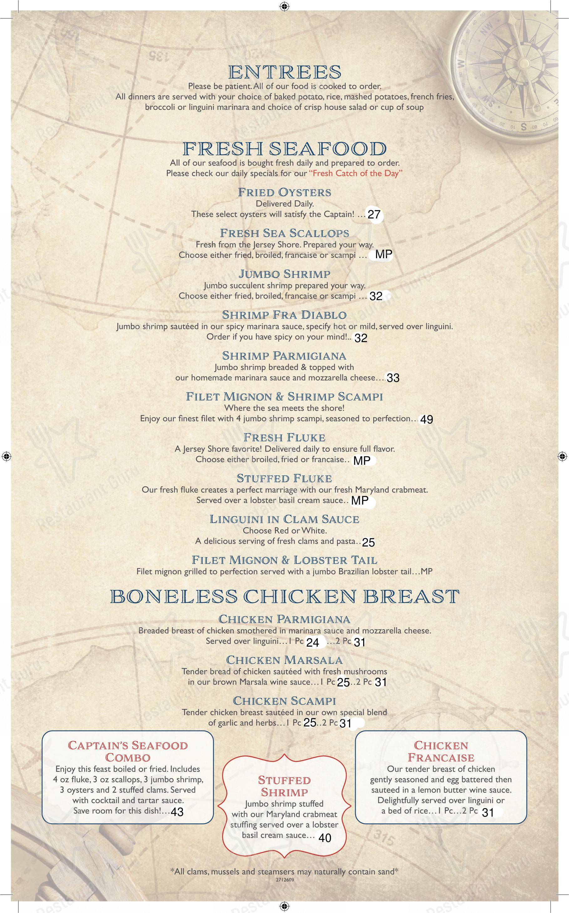 Menu at Four Winds Restaurant, Manasquan