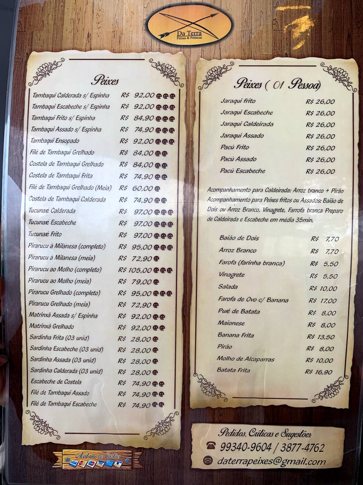 Menu em Da Terra Restaurante, Manaus