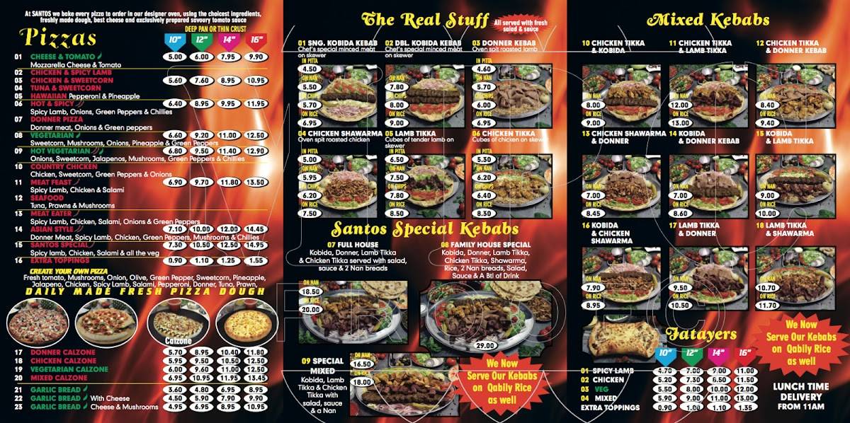 Menu at Santos Kebab House - Cheetham Hill restaurant, Salford