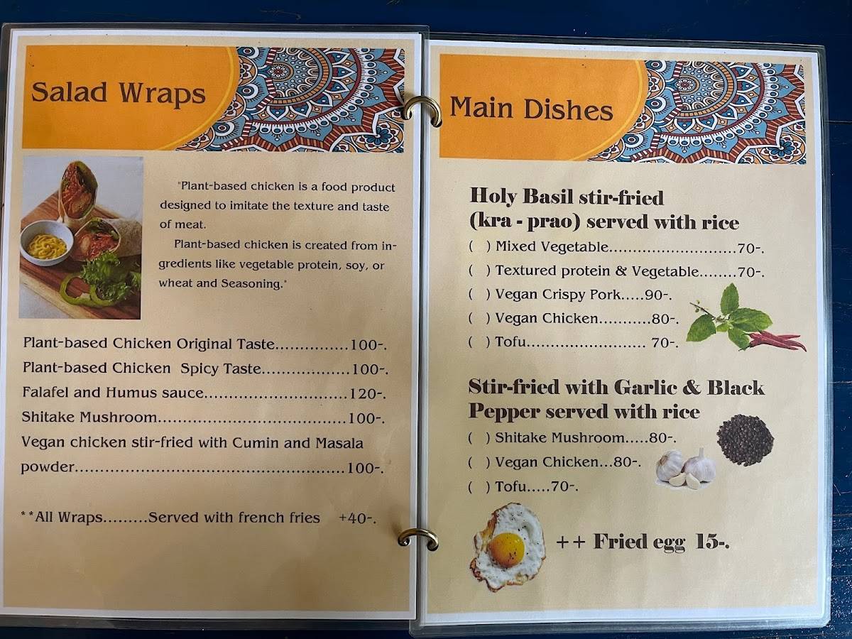 Menu at Mandala Vegan Koh Kood restaurant, Ko Kut