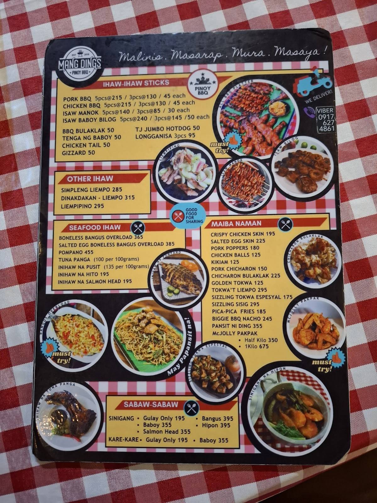 Menu at Mang Dings Pinoy BBQ, Marikina