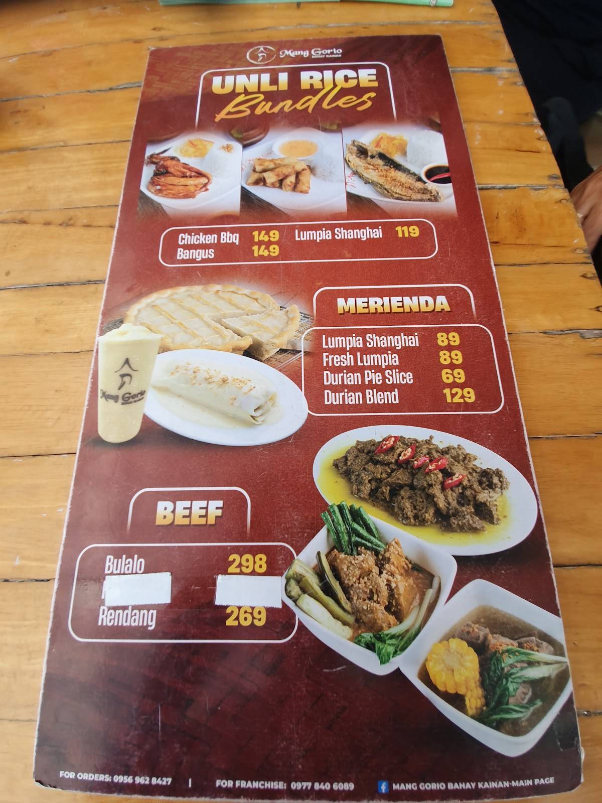 Menu at Mang Gorio Bahay Kainan desserts, Koronadal City, FRWW+5W5