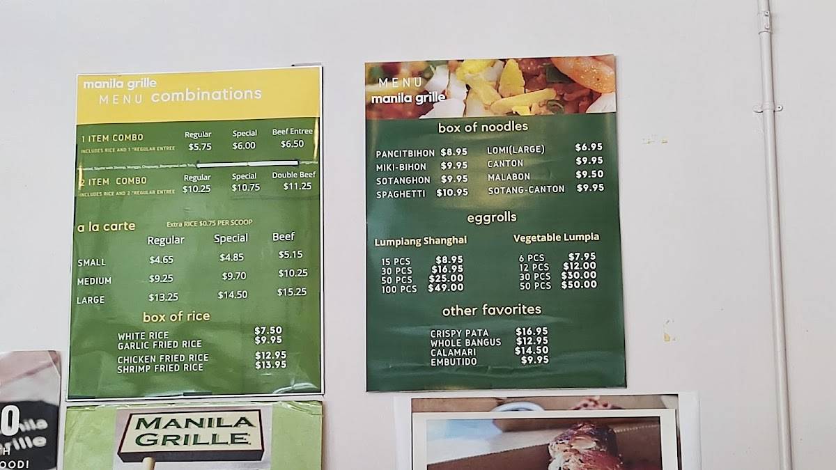 Menu at Manila Grille restaurant, Buena Park