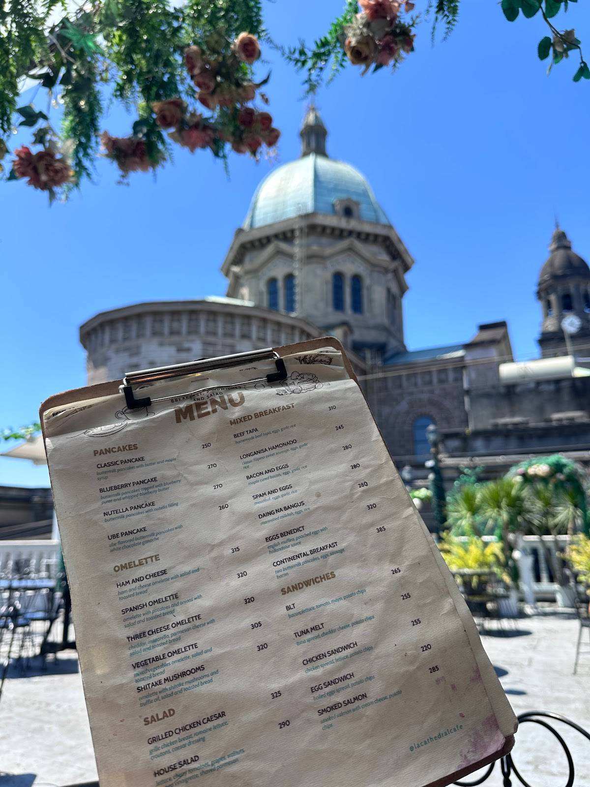 Menu at La Cathedral Cafe, Manila