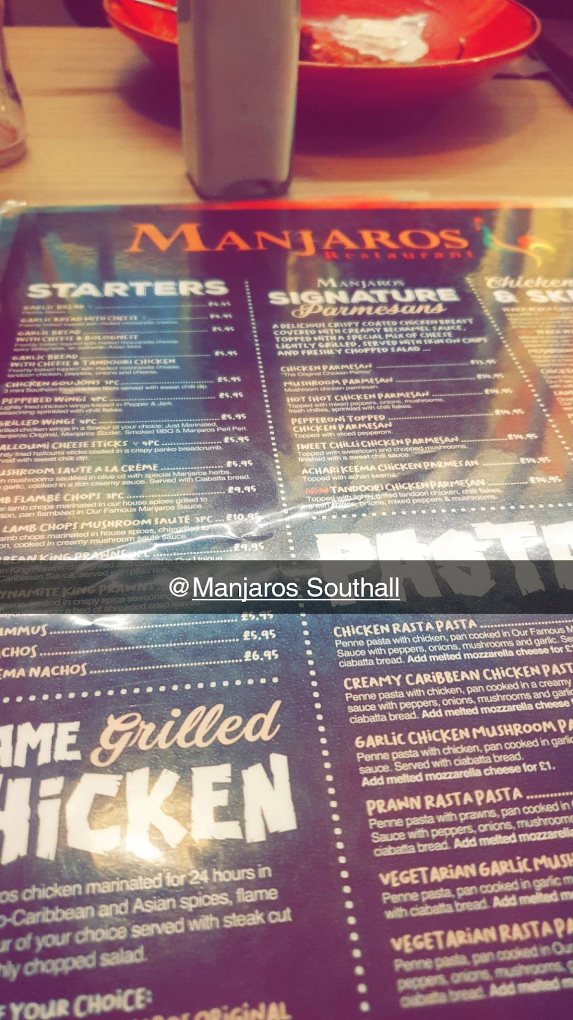 Menu at Manjaros - Restaurant in Southall, Southall