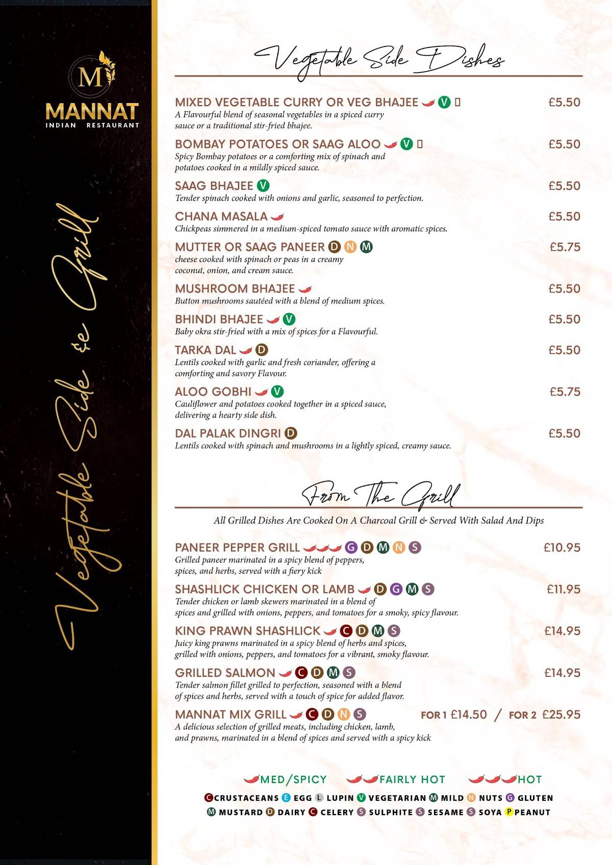 Menu at Mannat Indian Restaurant, Saint Neots