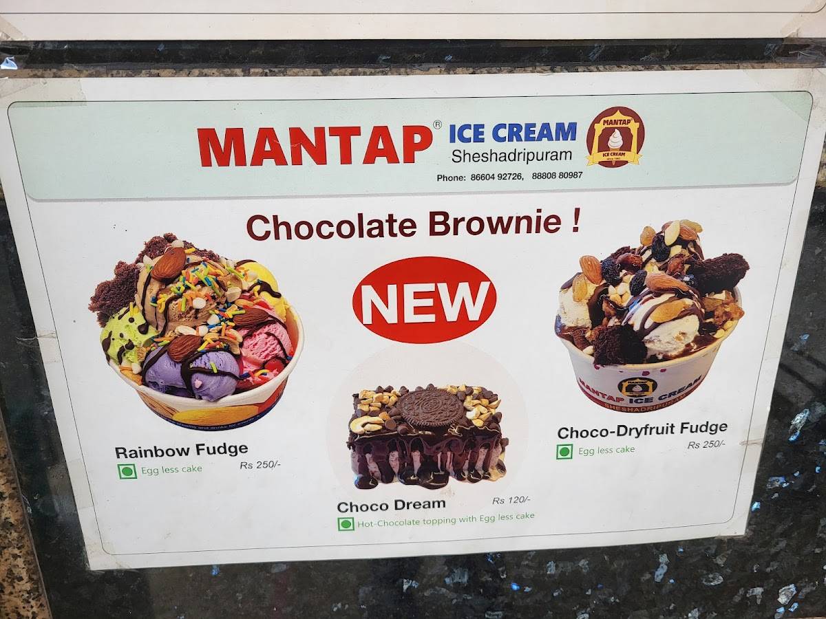 Menu at Mantap Ice Cream, Bengaluru