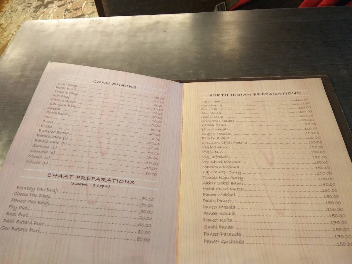 Menu at Tato's Fine Dining, Margao