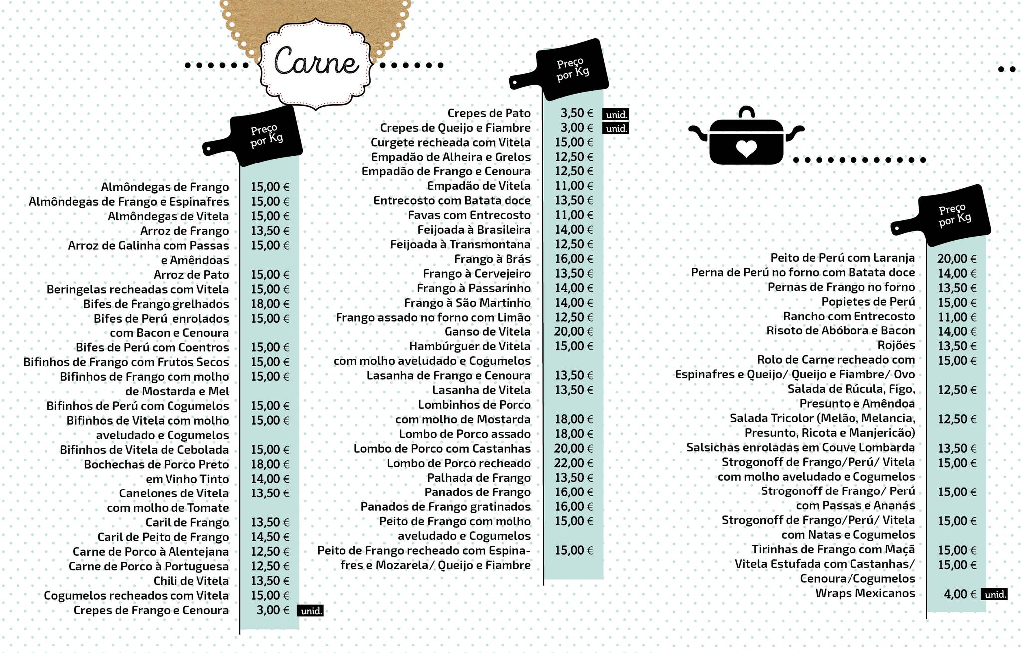 Menu em Maria Doceira restaurante, Queluz