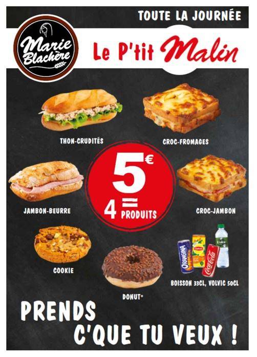 Menu au Marie Blachère Boulangerie Sandwicherie Tarterie, Saint-Chamond
