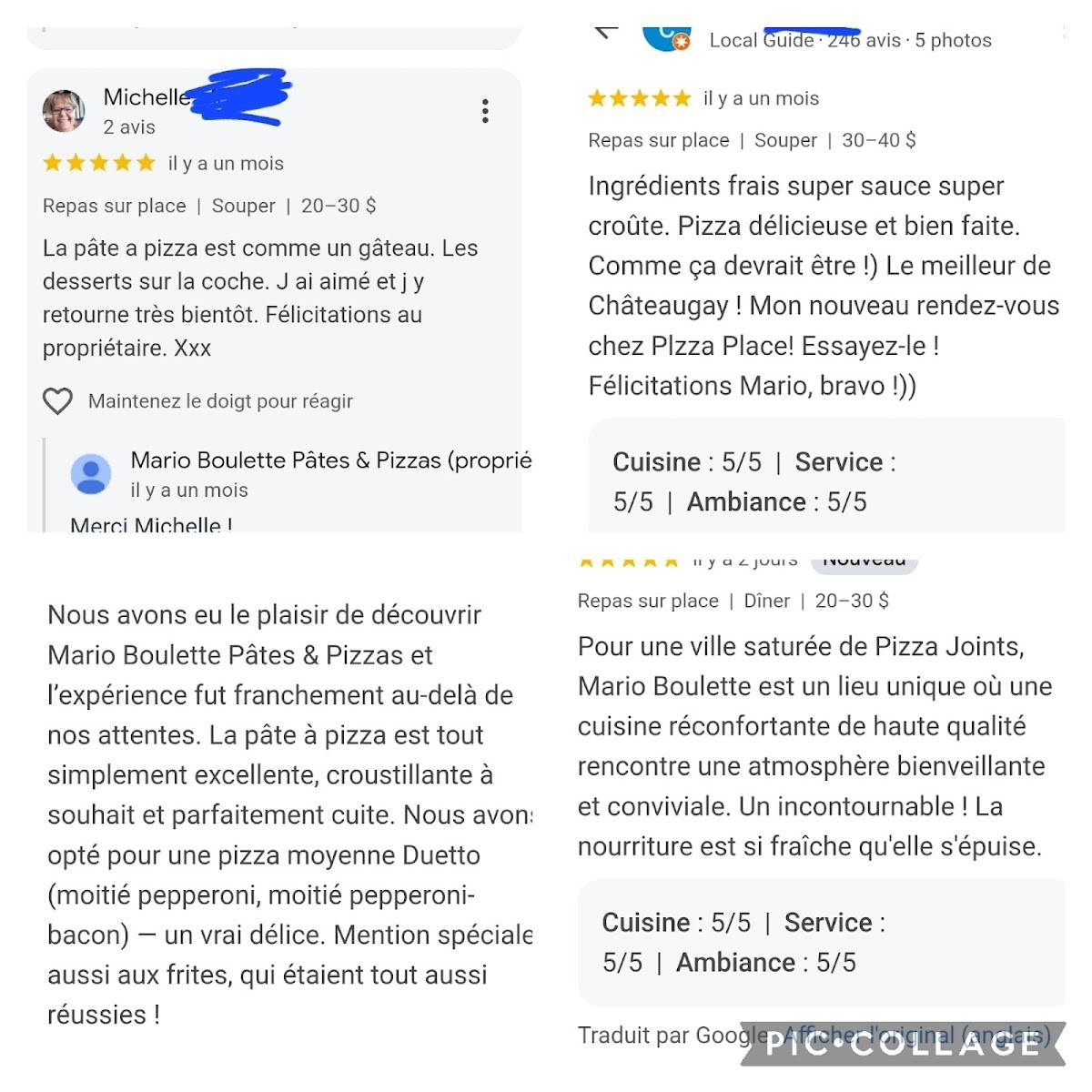 Menu au Mario Boulette Pâtes & Pizzas pizzeria, Châteauguay