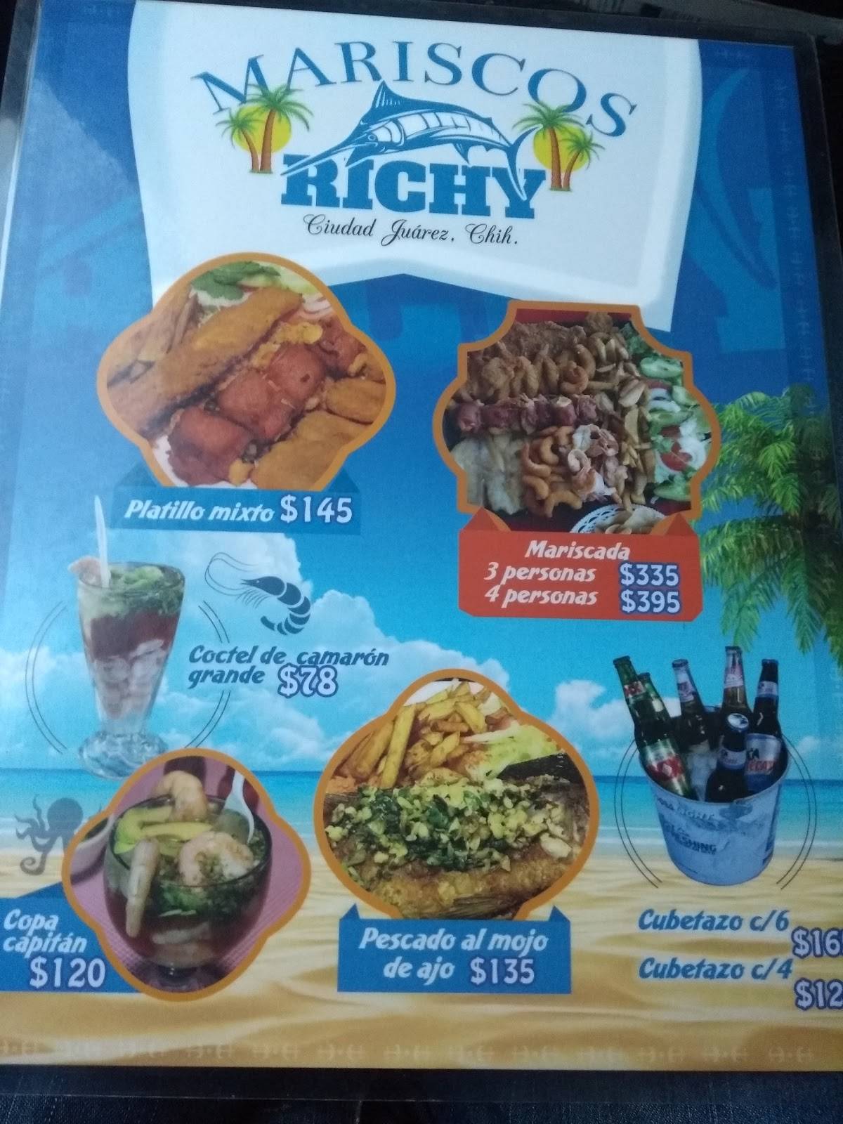 Carta del restaurante Mariscos Richy, Ciudad Juarez