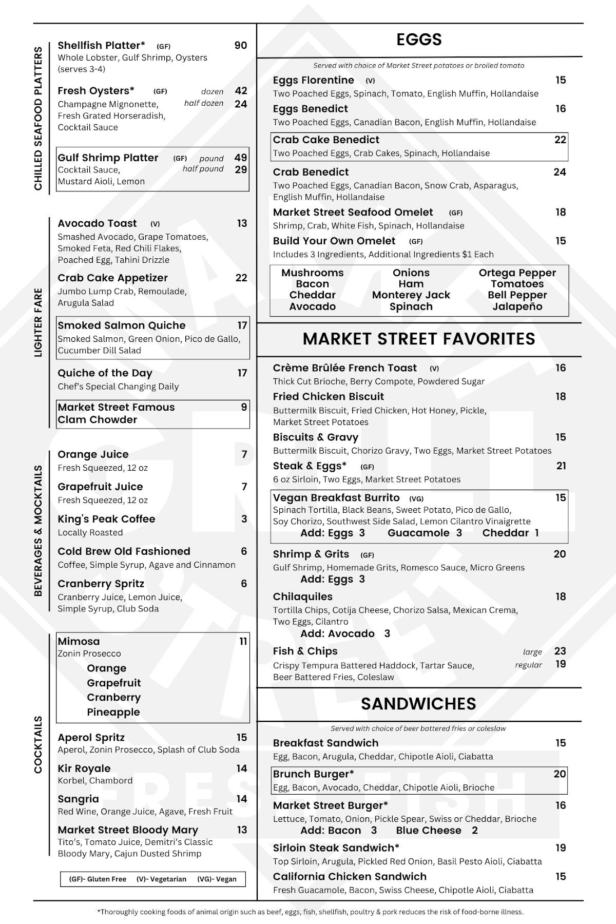 Menu at Market Street Grill South Jordan steakhouse, South Jordan, S ...
