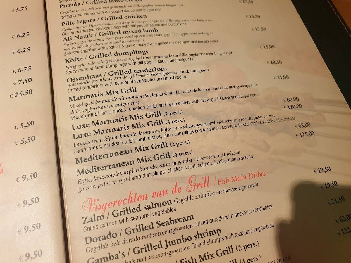 Menu at Marmaris Restaurant Hoekenrode, Amsterdam, Nieuw Amsterdam