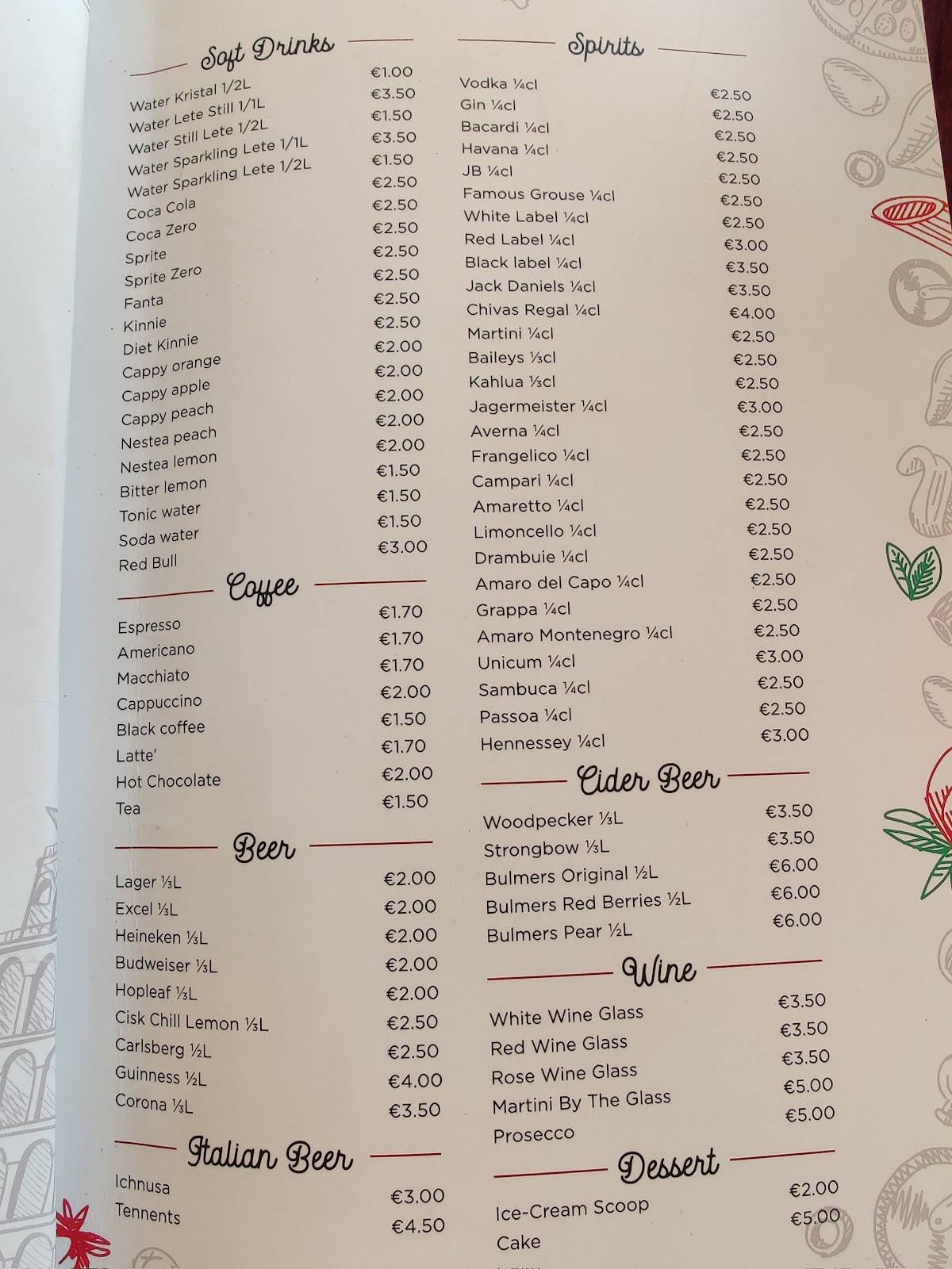 Menu at Al Legna Pizzeria, Marsaskala