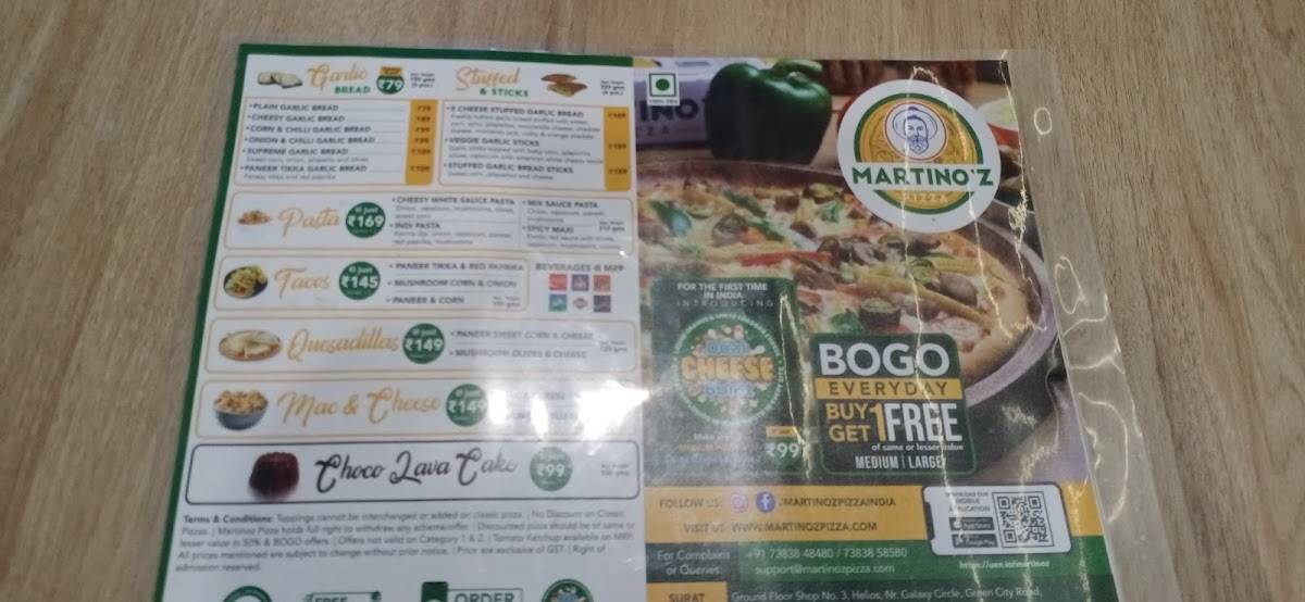 Menu at Martino'z Pizza, Surat, G