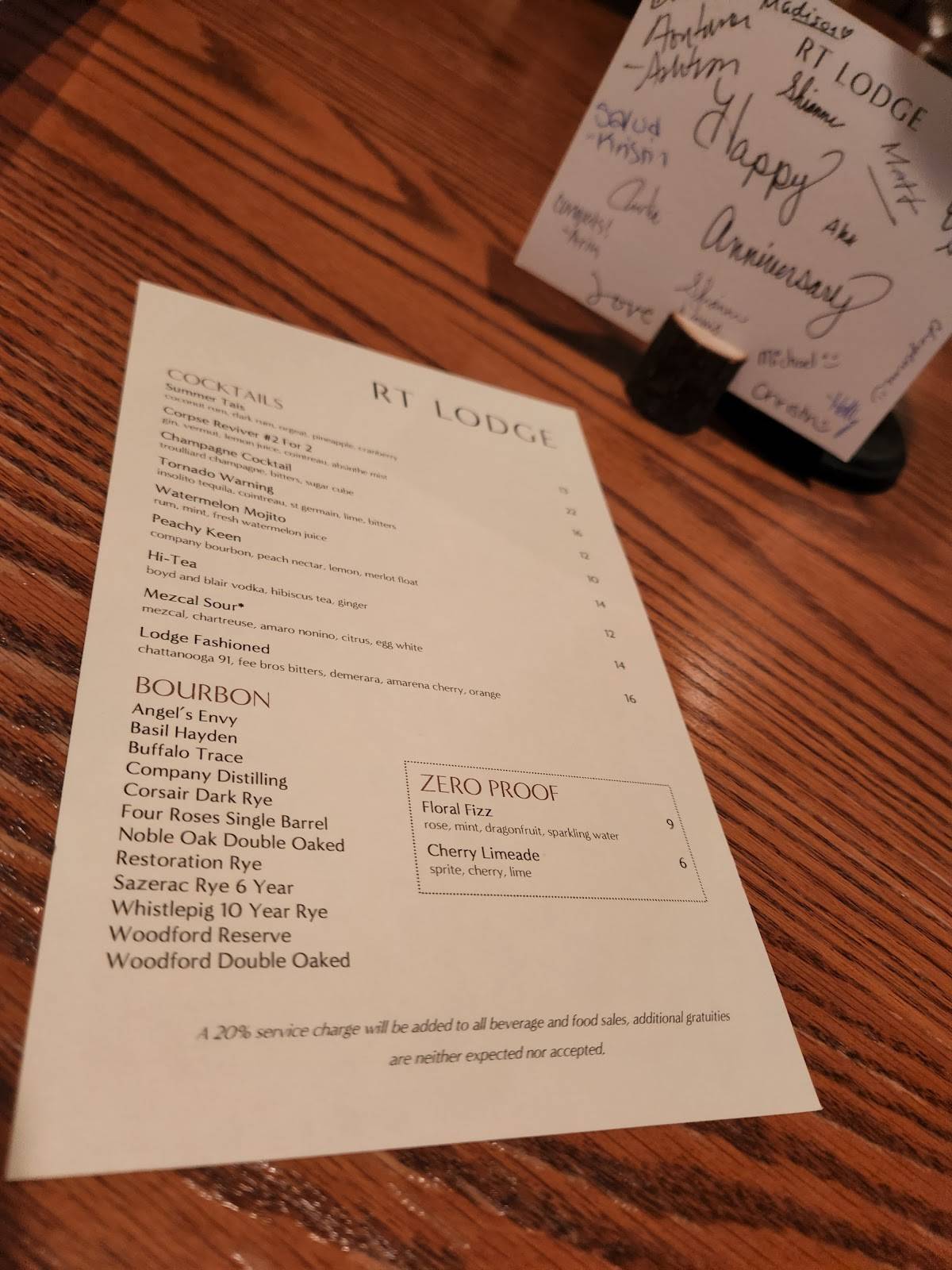 Menu at The Restaurant at RT Lodge, Maryville