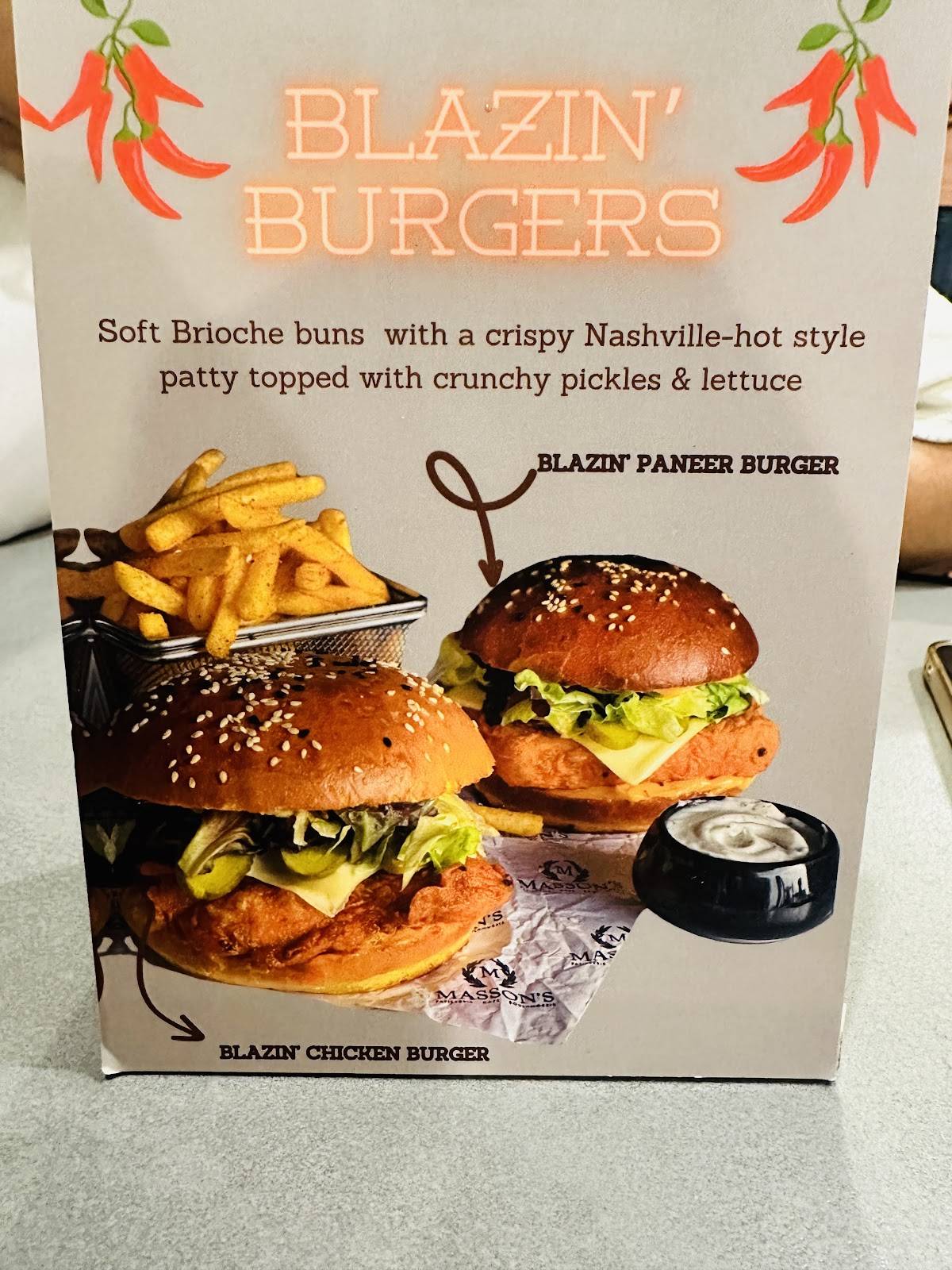 Menu at Masson's, New Delhi