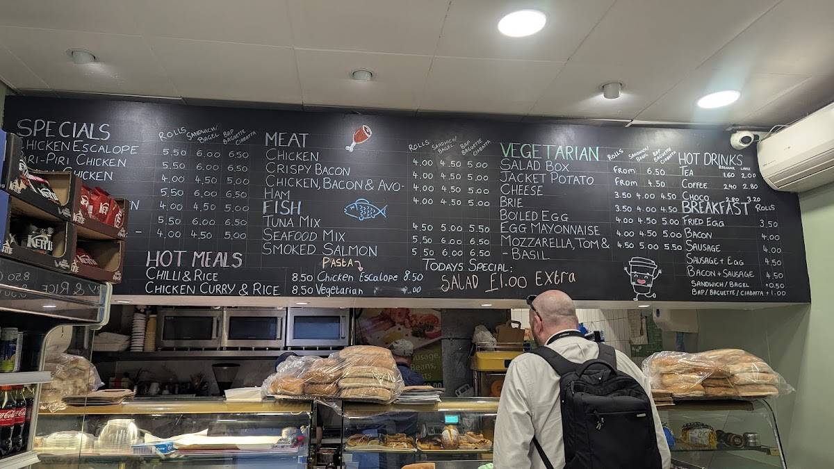 Menu at Masters Cafe, London