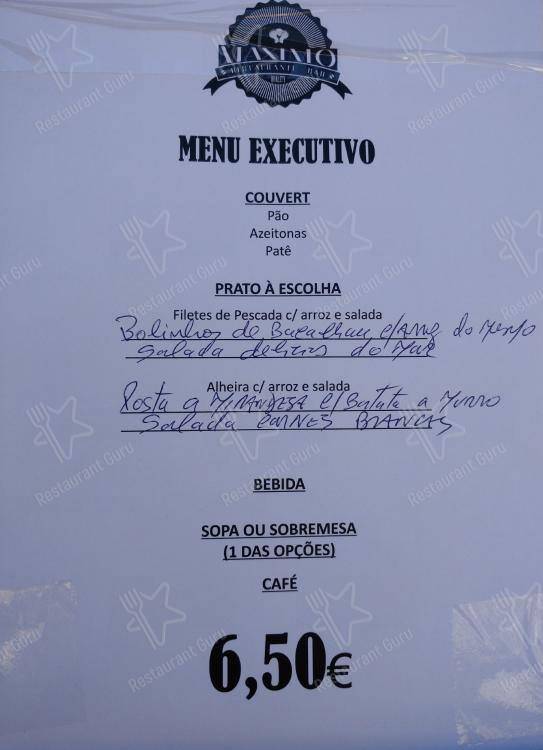 Menu at Máximo Bar, Porto, R. de José Falcão