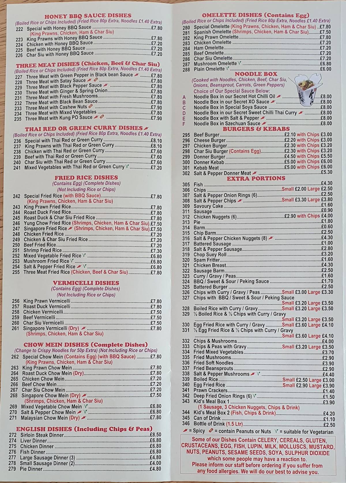 Menu at May Bo Takeaway restaurant, Liverpool