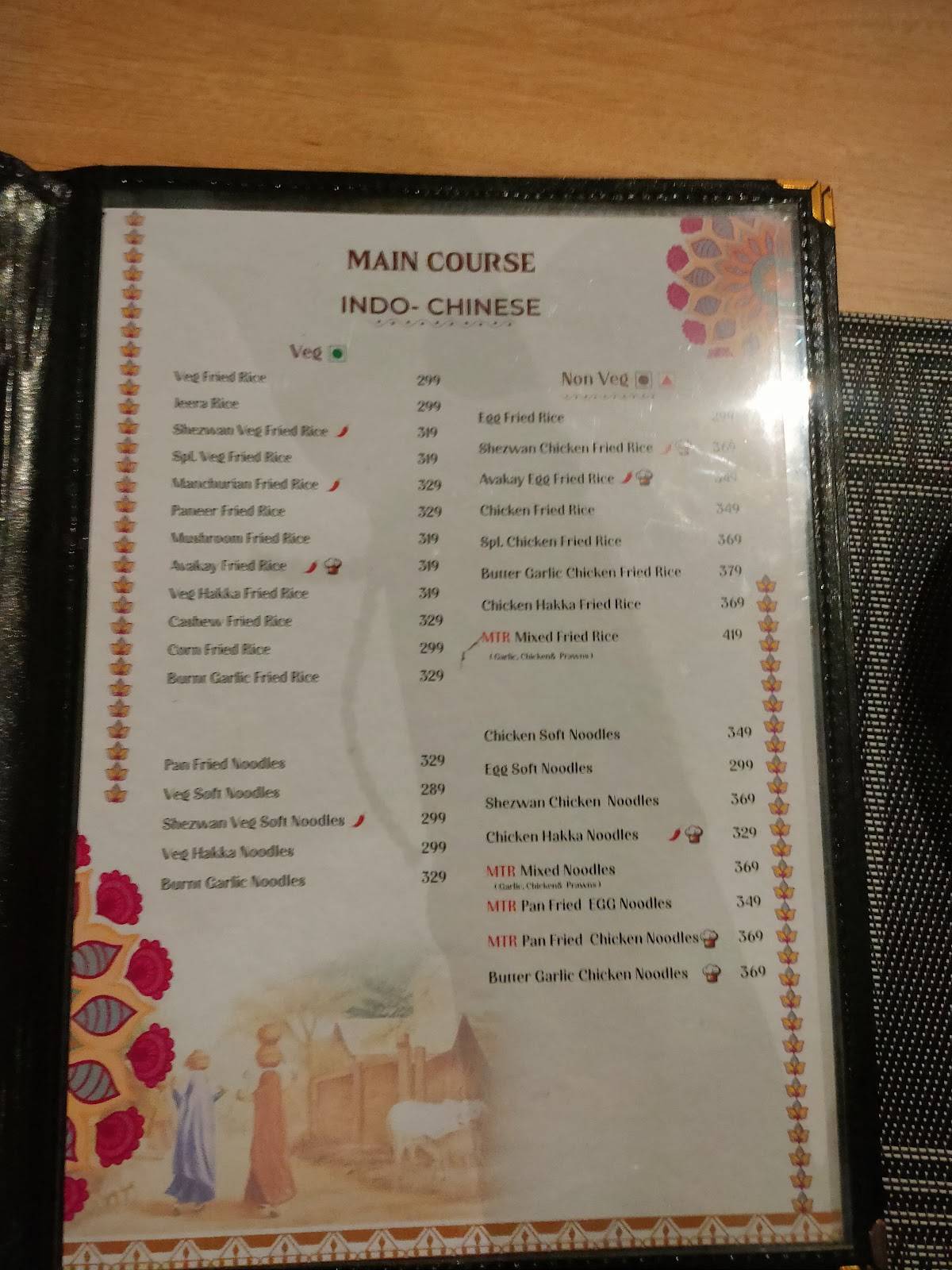 Menu at Mayuri Telugu Ruchulu, Vijayawada