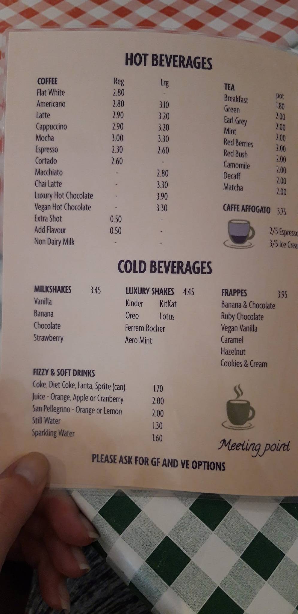 Menu at Meeting Point Tenterden, Tenterden