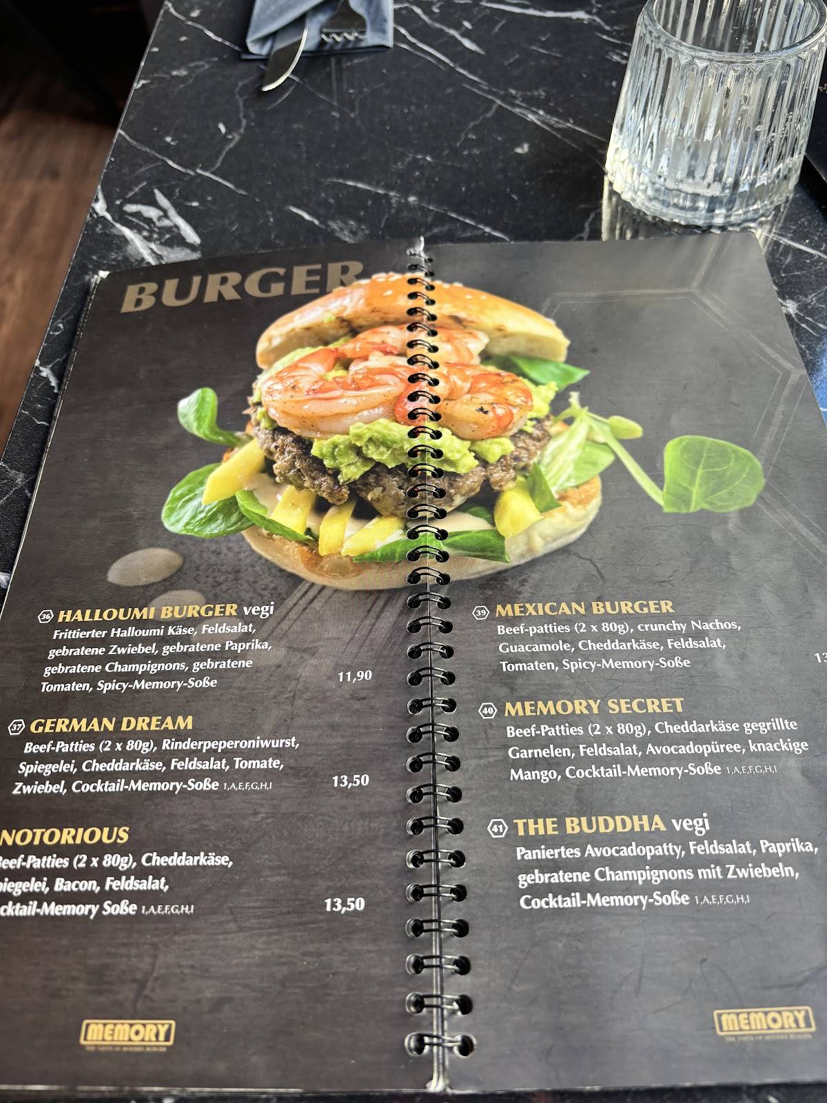 Speisekarte von Memory Burger Saarbrücken restaurant, Saarbrücken