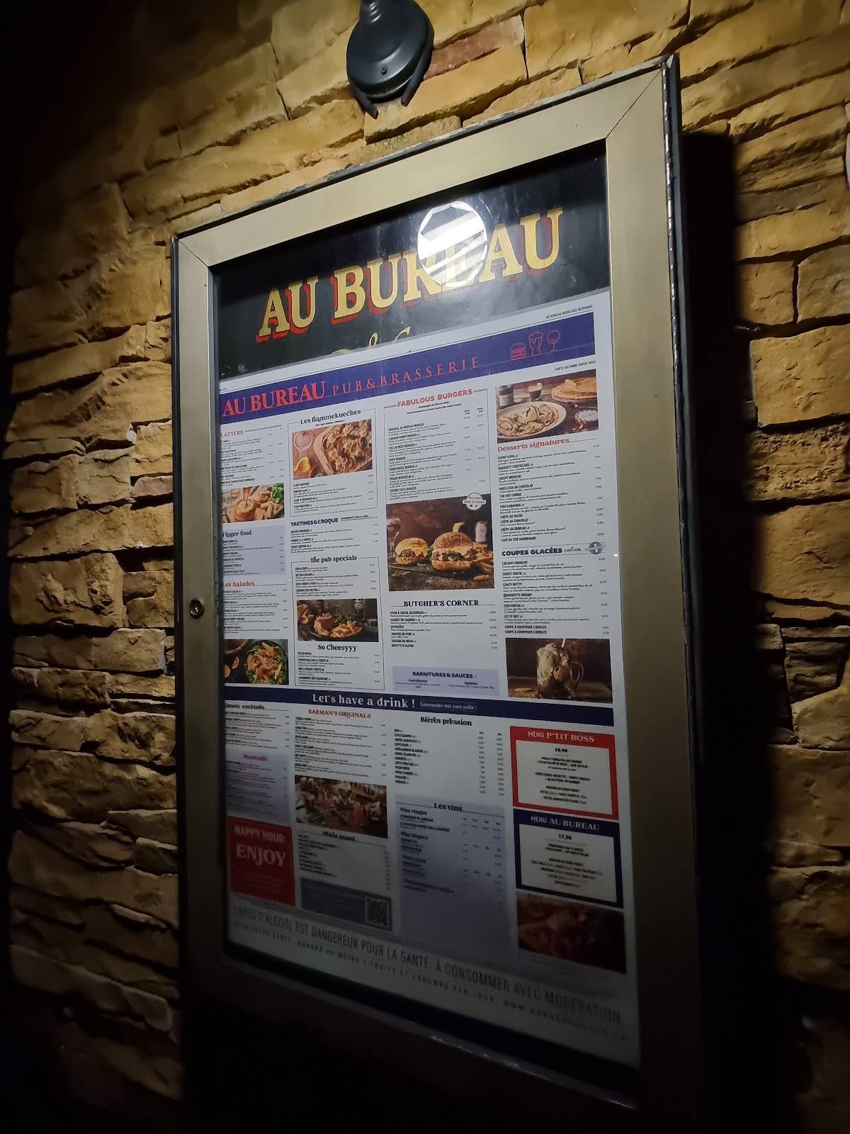 Menu au Au Bureau pub et bar, Mérignac