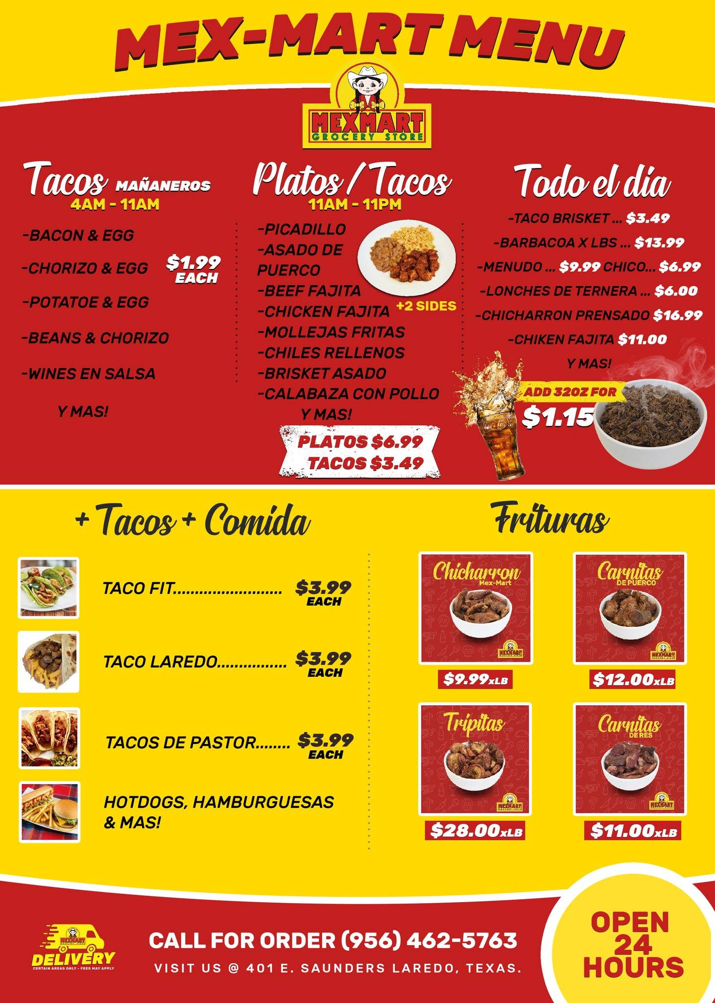 Menu at Mex-Mart, Laredo