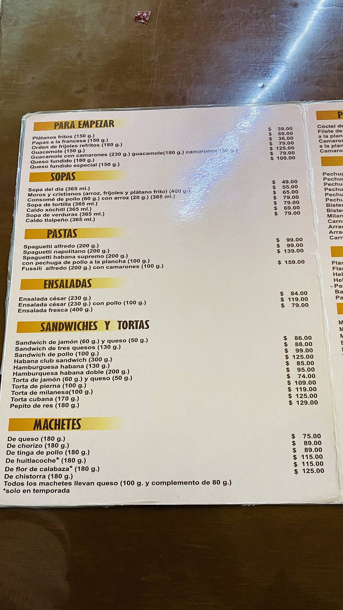 Carta de Café La Habana, Ciudad de México, Calle Isabel La Catolica 146 ...