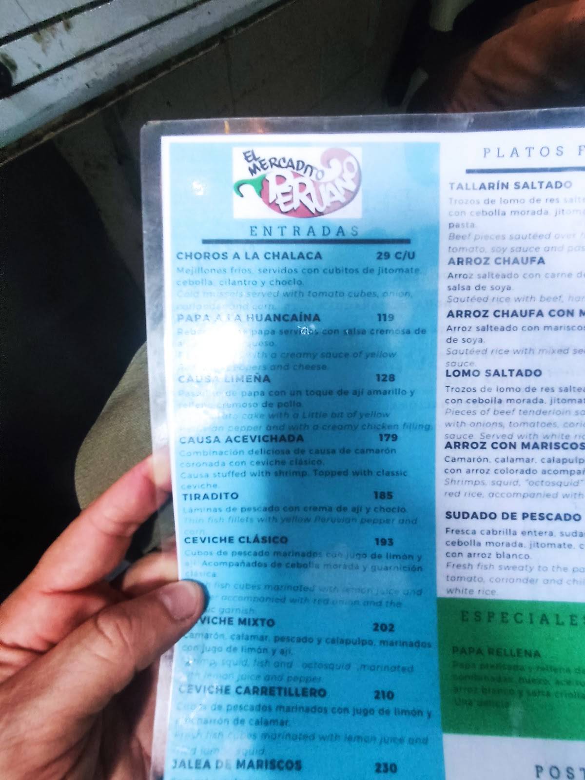 Carta del restaurante El Mercadito Peruano, Ciudad López Mateos, Calle ...