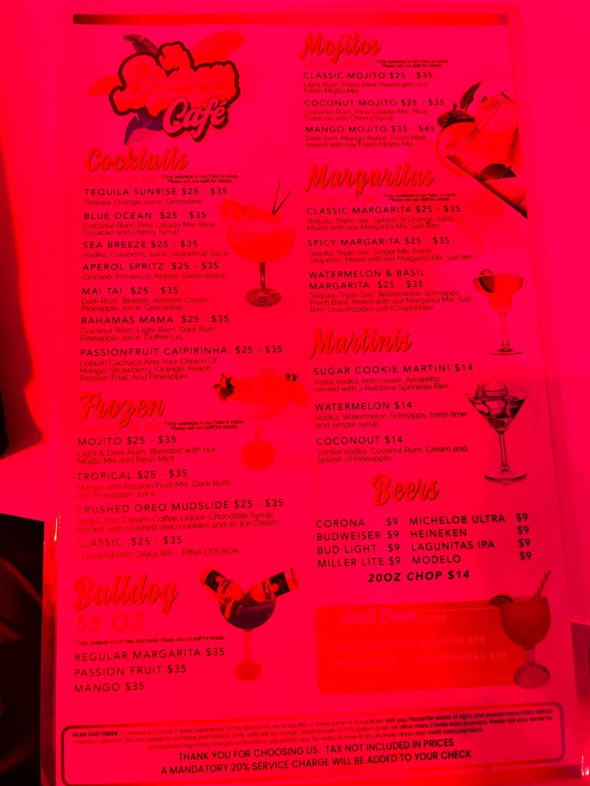 Menu at Carlyle Cafe, Miami Beach