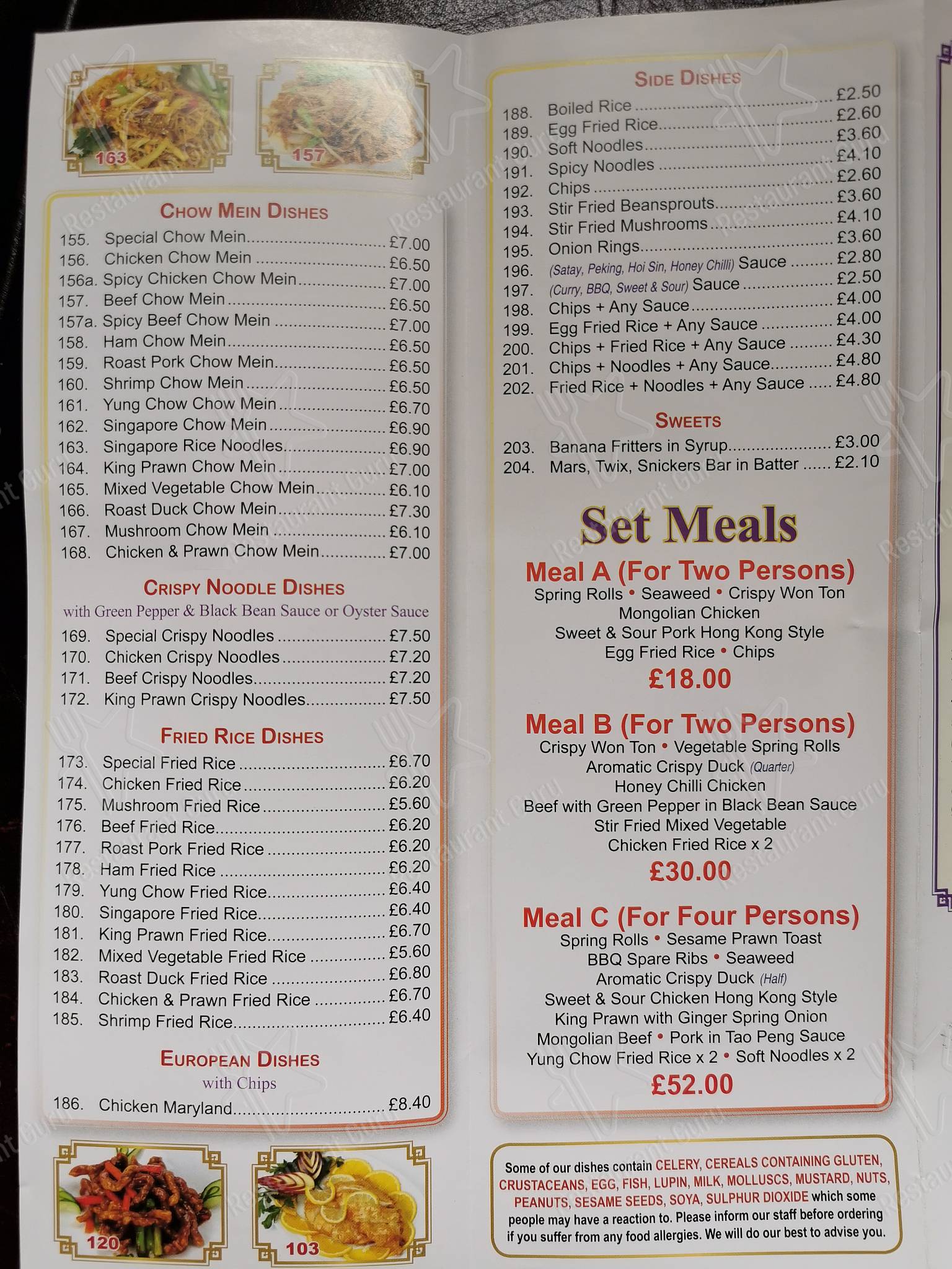 Menu at Miami Chinese takeaway fast food, Banchory