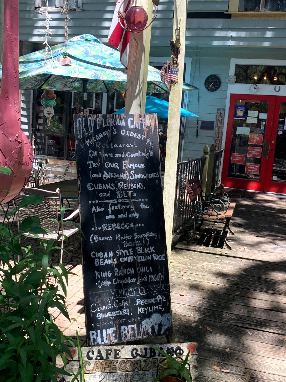 Menu at Old Florida Cafe, Micanopy, 203 NE Cholokka Blvd