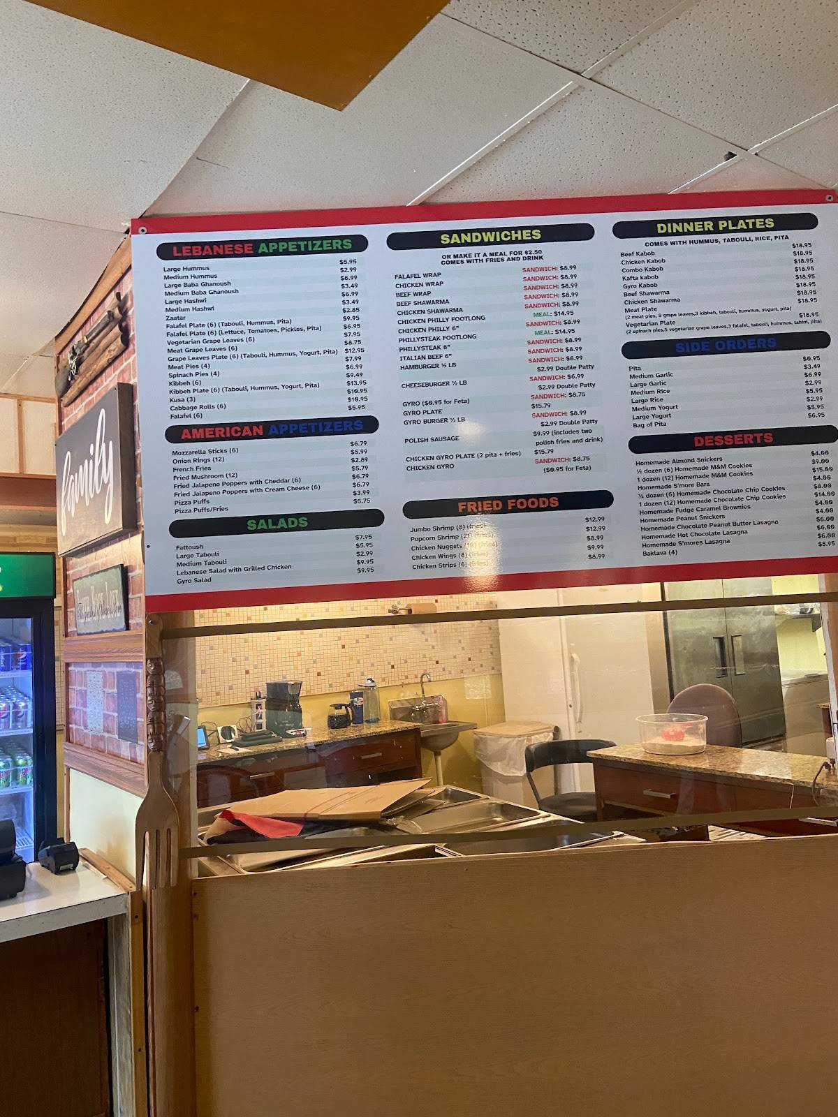 Menu at Tony’s Diner fast food, Michigan City