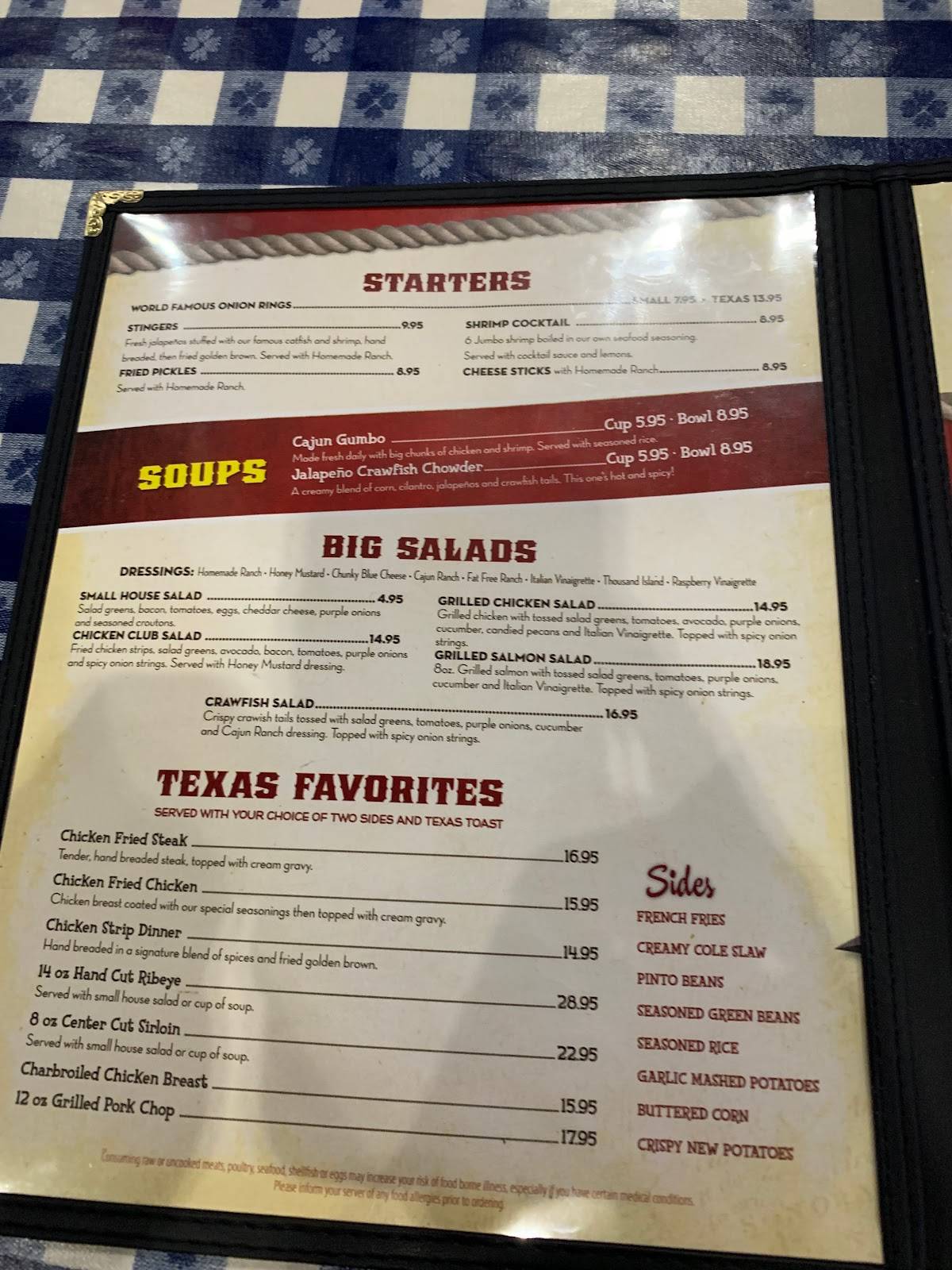 Menu at Clear Springs Restaurant, Midland