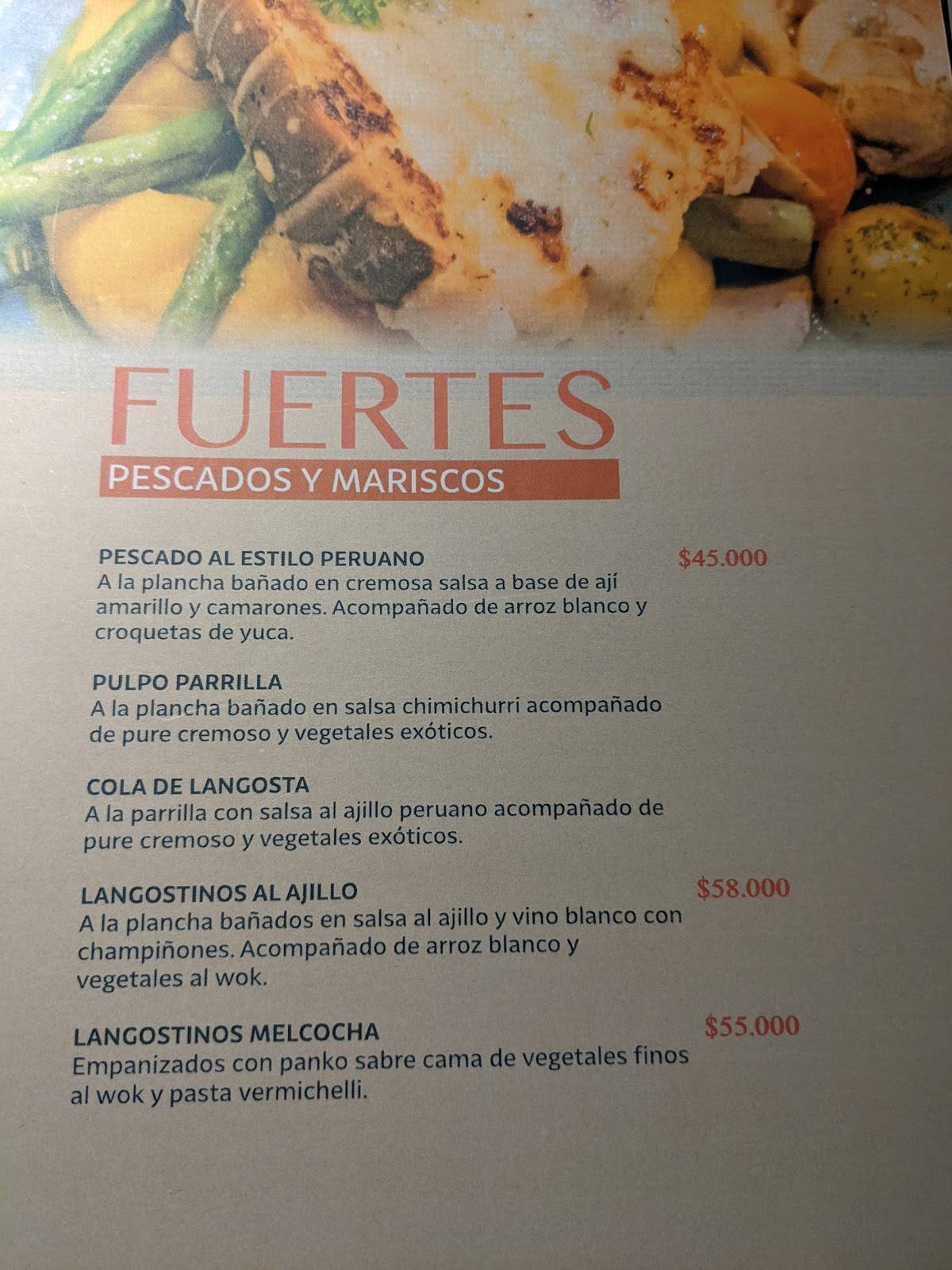Menu at Mikhuna Comida Peruana restaurant, Santa Rosa de Cabal